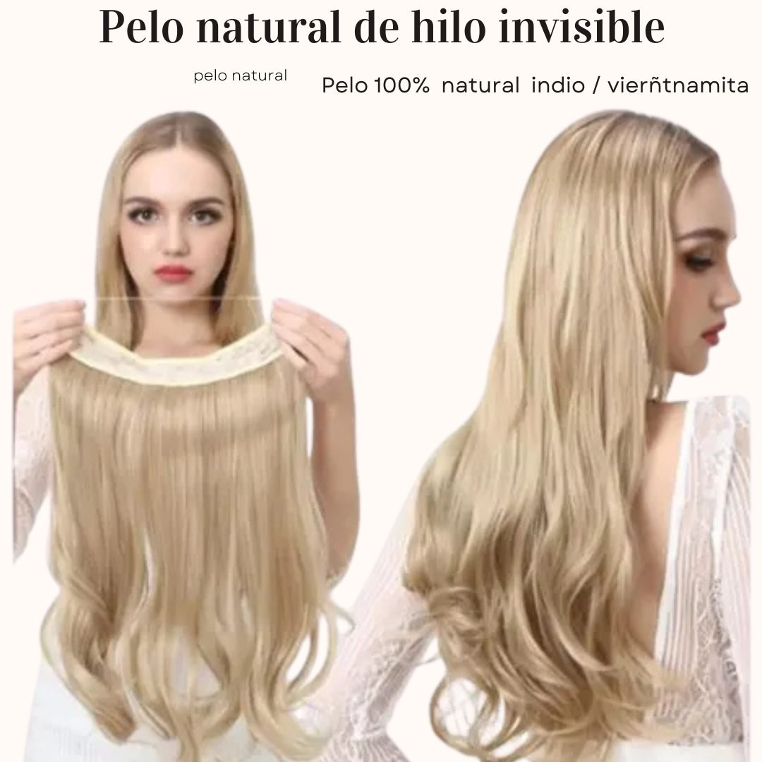 Extensiones de hilo invisible de pelo 100% natural liso ...